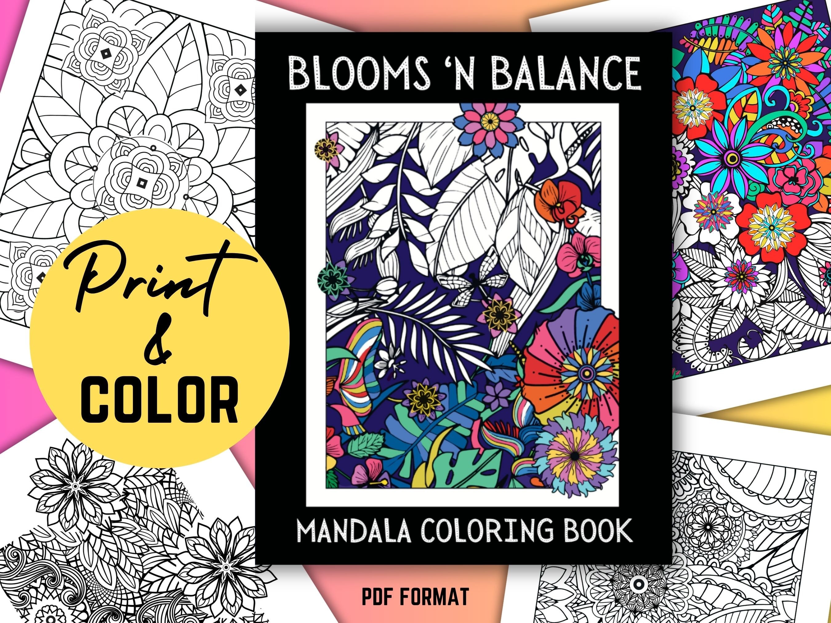 Printable STRESS RELIEF Flower Mandala Coloring Book Pages for ...