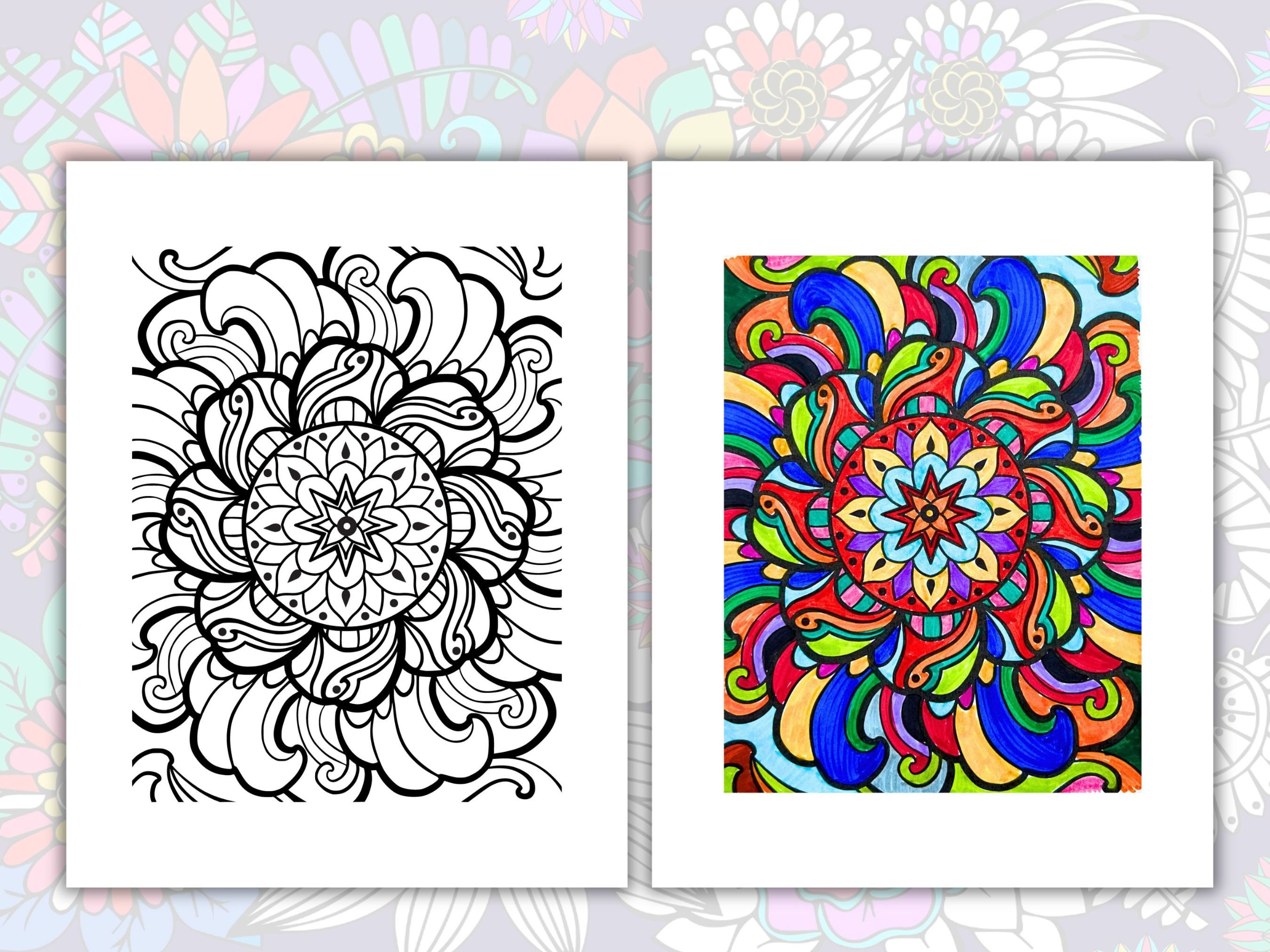 Printable STRESS RELIEF Flower Mandala Coloring Book Pages for ...