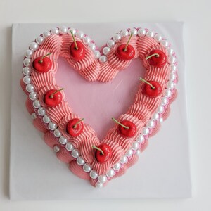 Heart Fake Cake With Pearls and Cherries - Etsy