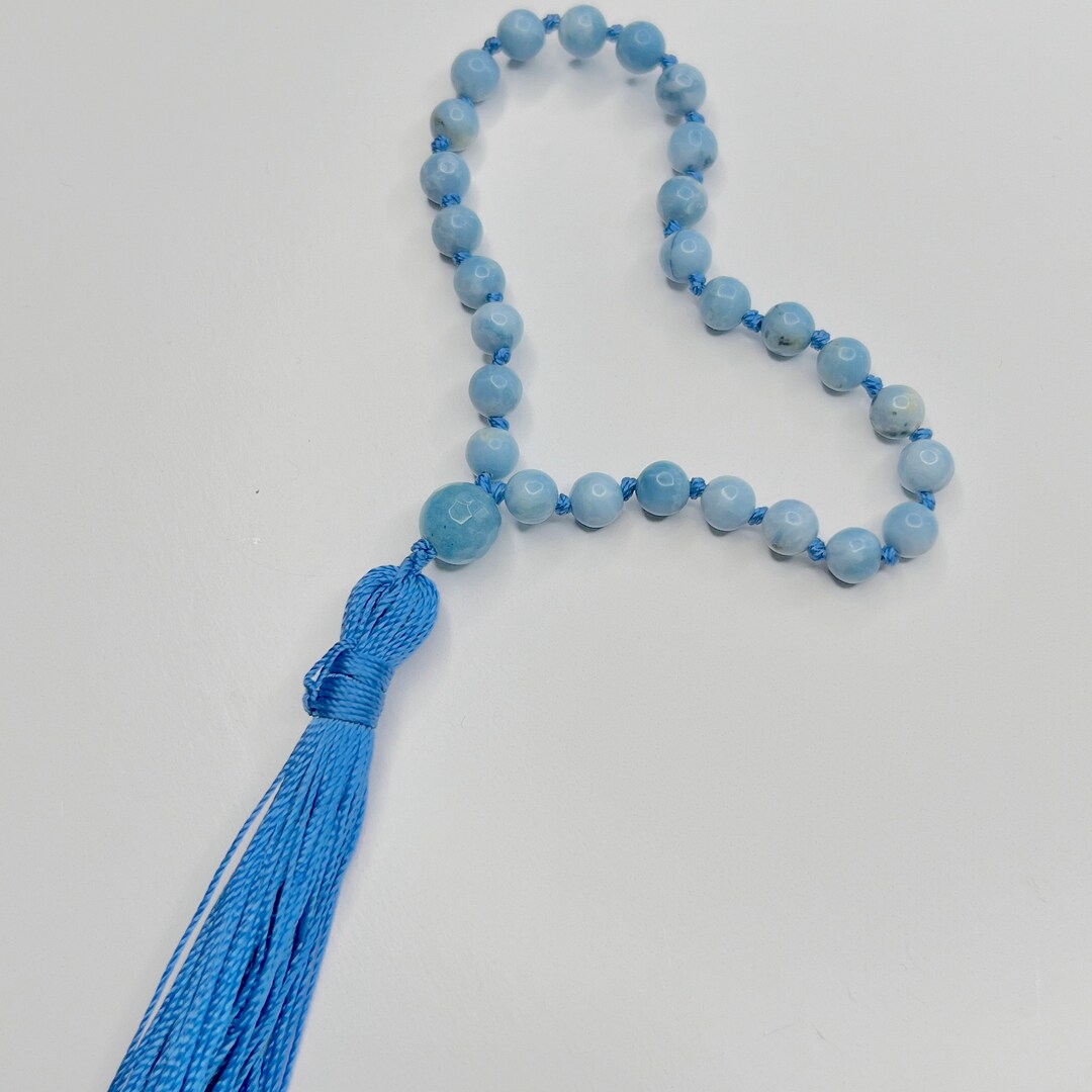 Larimar Hand Knotted Hand Mala 6mm | 27 Bead | Prayer Bead | Japa Mala ...