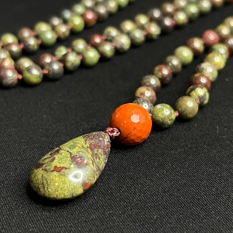Dragons Blood & Red Jasper Hand Knotted Mala 8mm 108 Bead Japa Mala ...