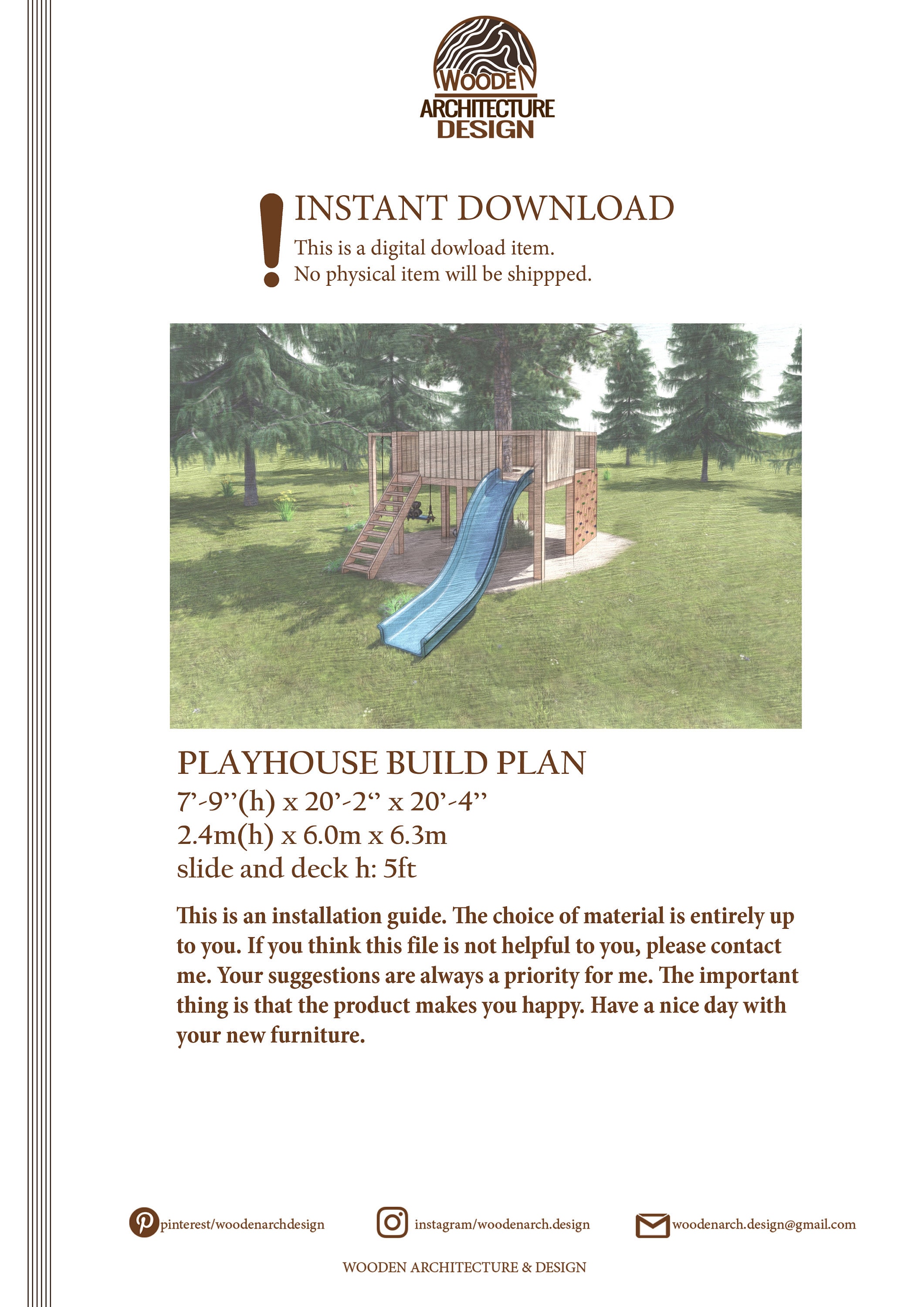Playhouse Plans With Swing and Slide: DIY Playground (digital Download ...