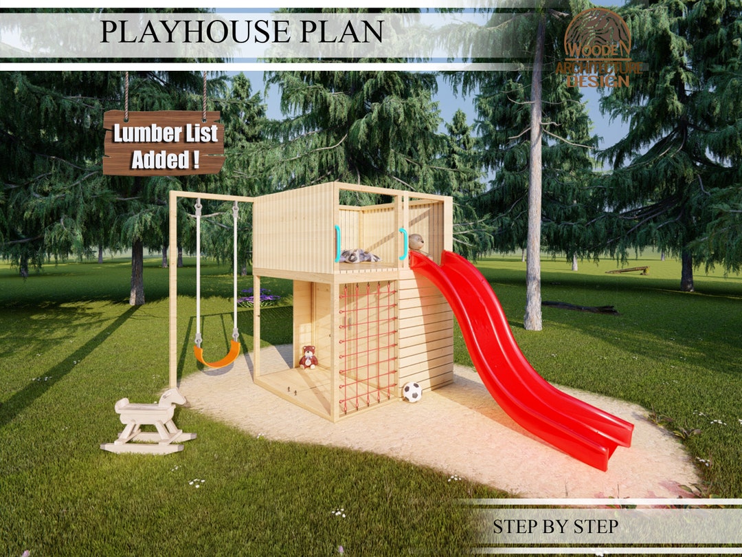 Playhouse Plans | Playground With Swing and Slide | Digital Download ...