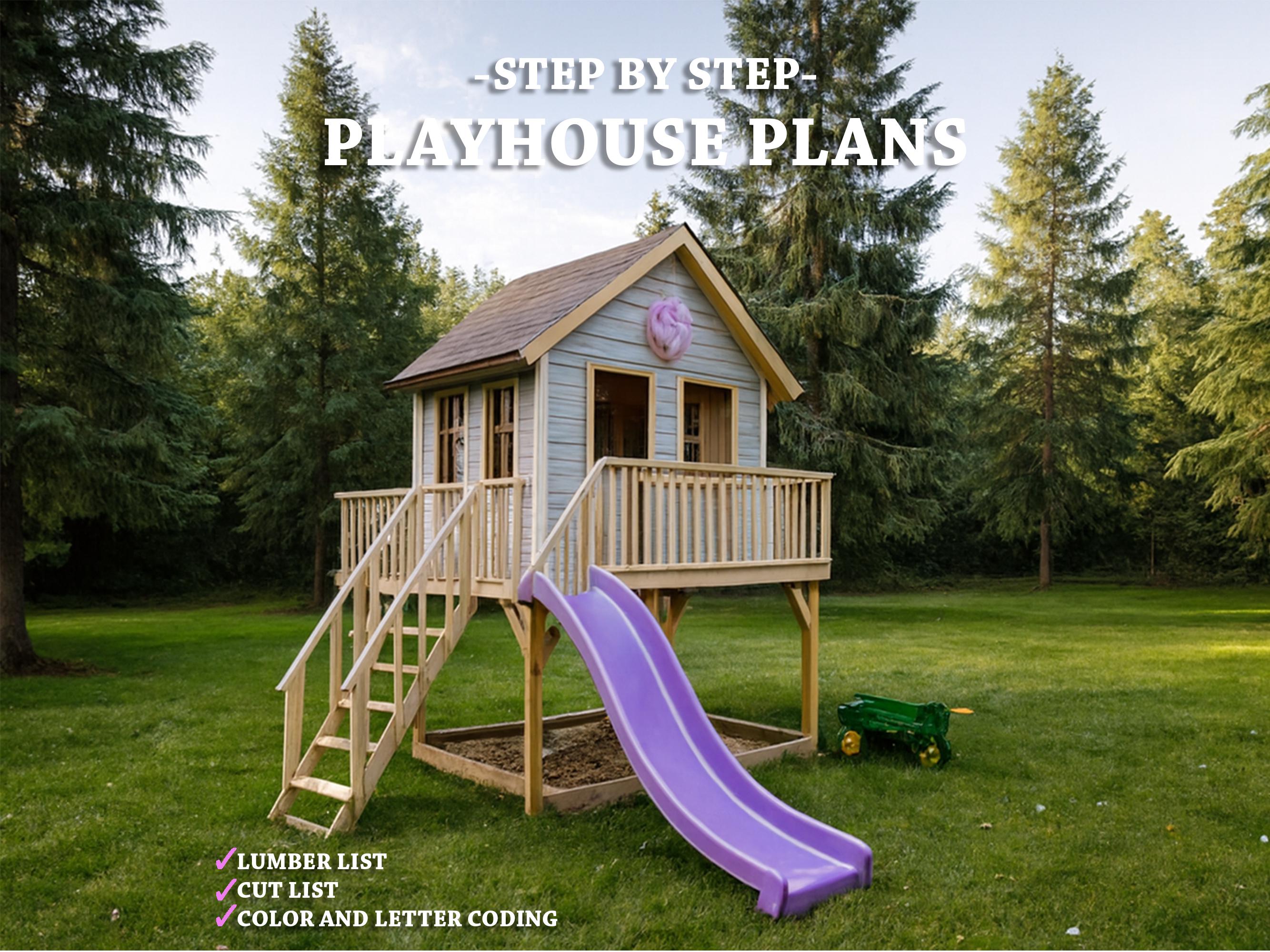 Playhouse Build Plans for Kids: DIY Playhouse Plan With 2 Decks ...