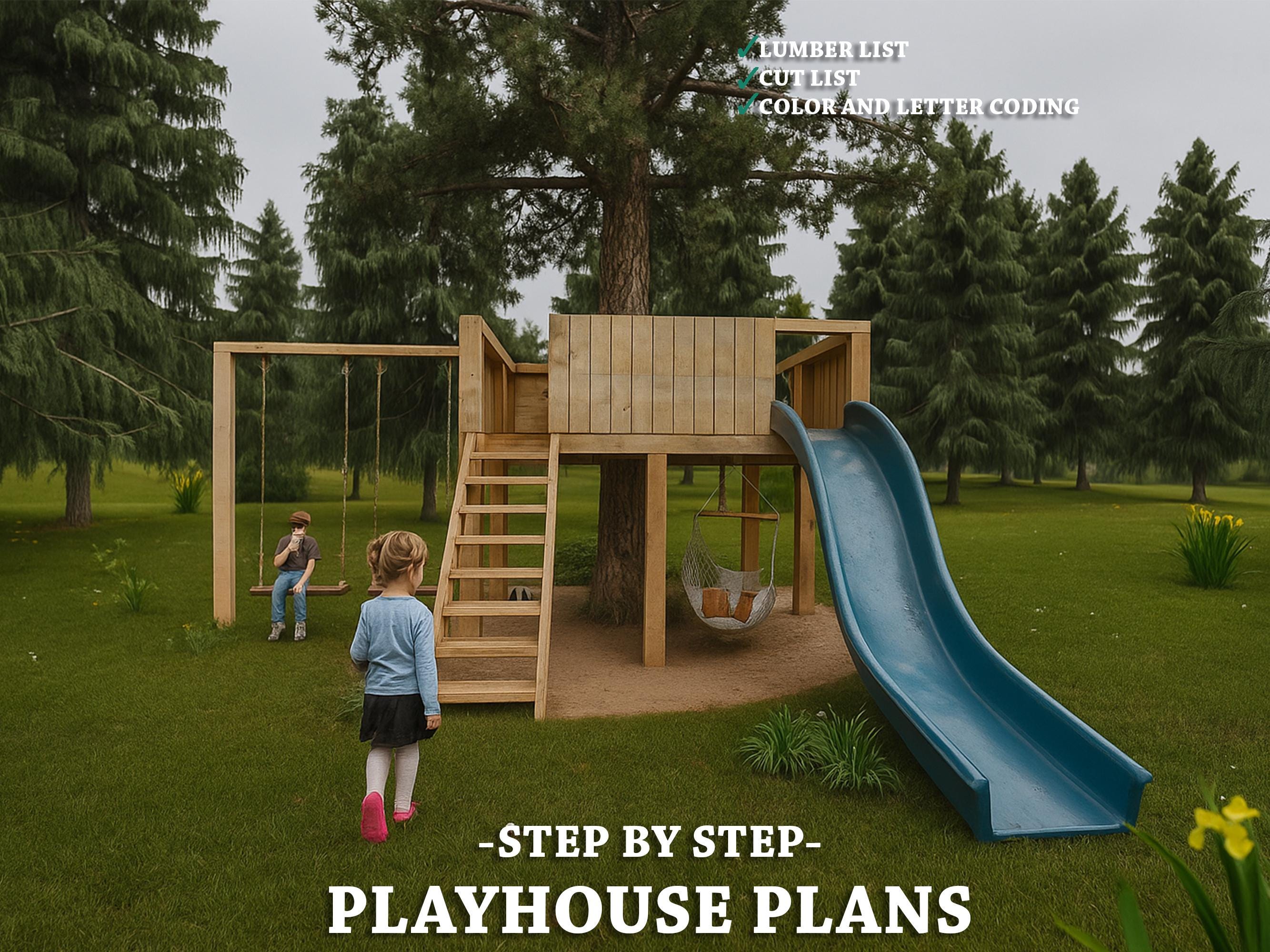 Playhouse Plans With Swing and Slide: DIY Playground (digital Download ...