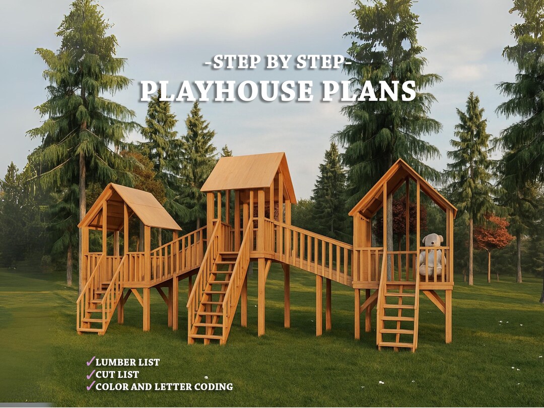 Playhouse Plans With 3 Decks: DIY Playground (digital Download, PDF) - Etsy