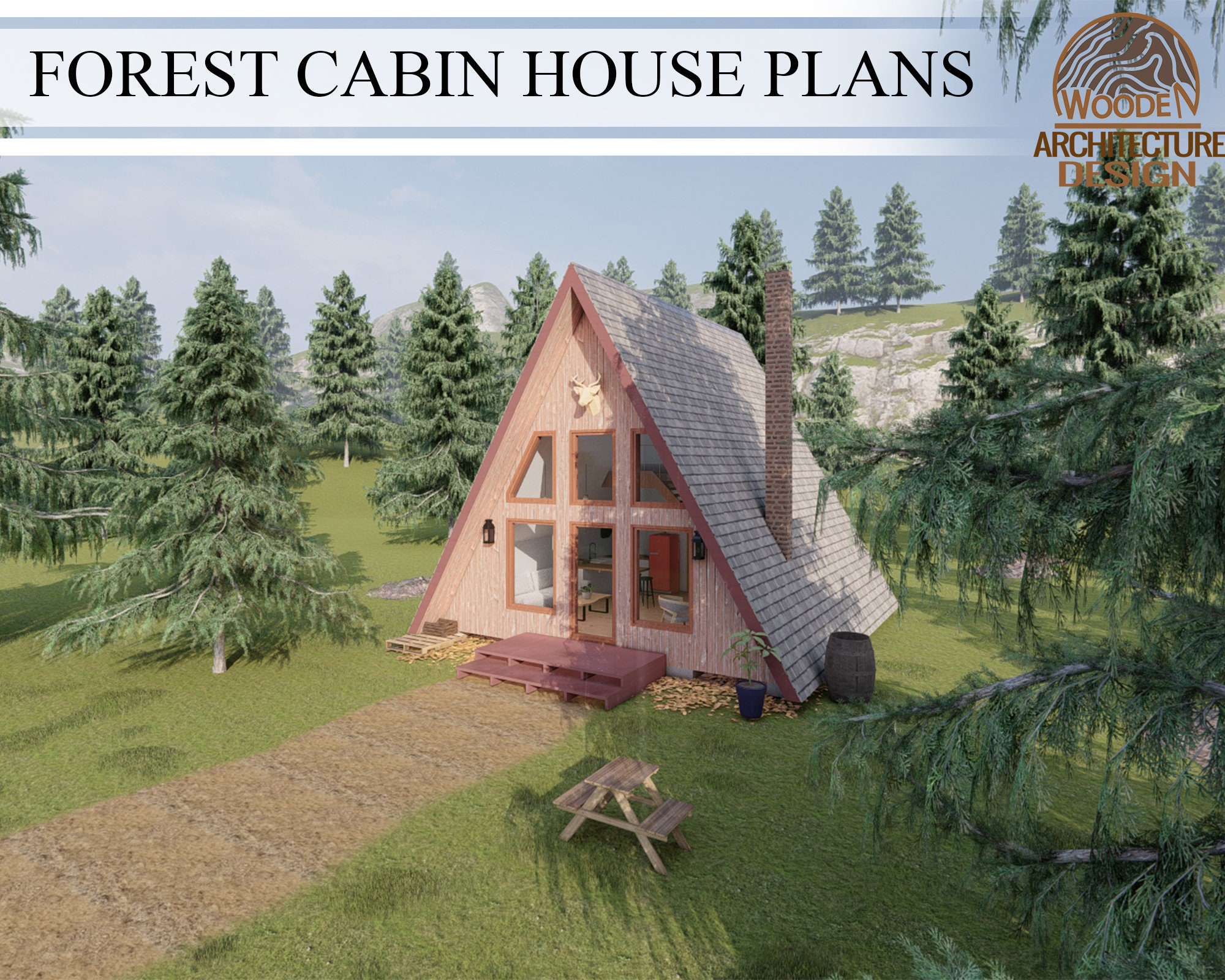 A Frame House 2 Bedroom 1 Bathroom Modern Forest Cabin House | Etsy