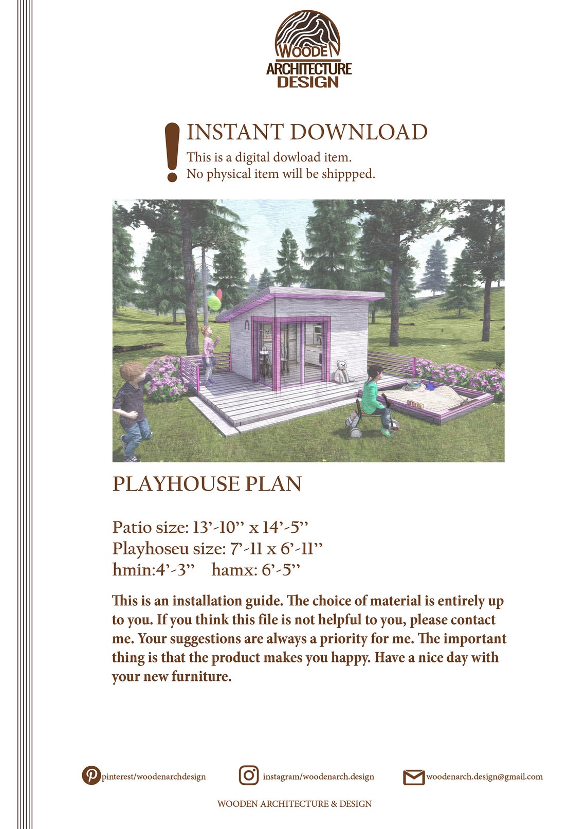 Playhouse Build Plans for Kids Playhouse Plan With Sandbox - Etsy