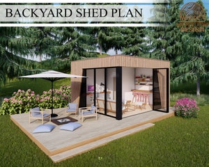 Backyard Office Plans 14x18 Tiny House Building Blueprints - Etsy Canada