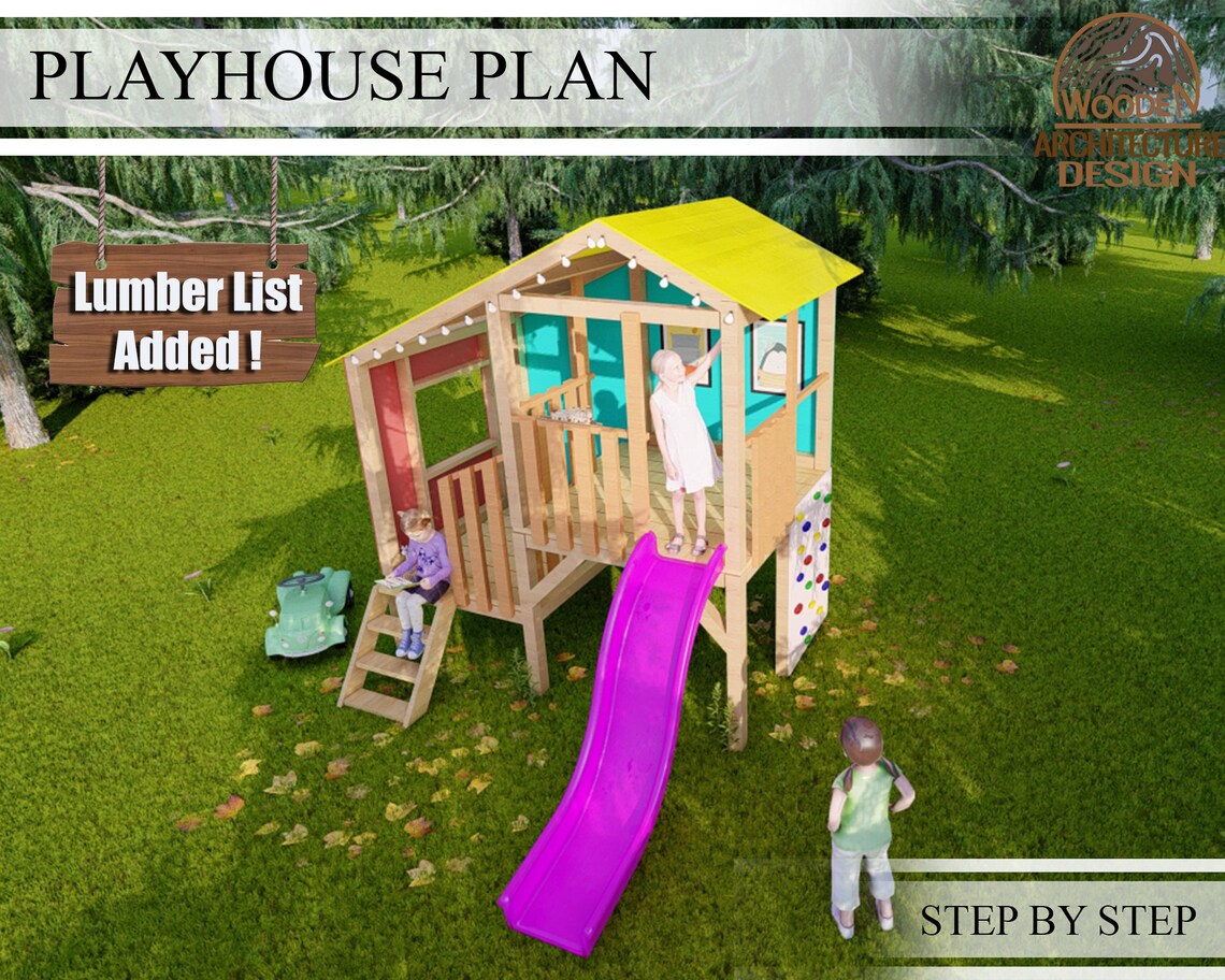 Playhouse Plans for Kids Two Story Playhouse Plan Step by - Etsy