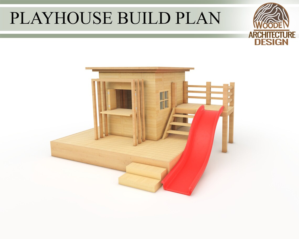 Playhouse Build Plans for Kids Modern Playhouse Plan With - Etsy