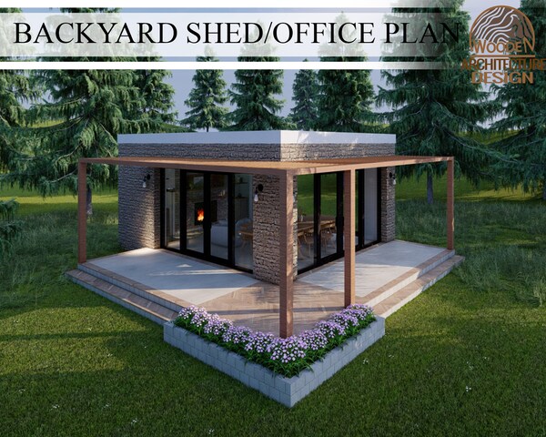 Backyard Office Plans 14x18 Tiny House Building Blueprints - Etsy Canada
