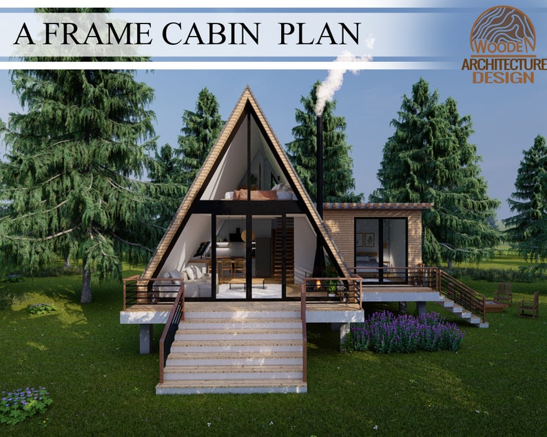 A Frame Cabin House Plan Forest Cabin House Premium Plan 2 - Etsy