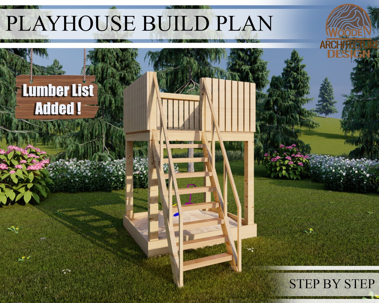 Playhouse Build Plans for Kids Treehouse With Sandbox Do It - Etsy