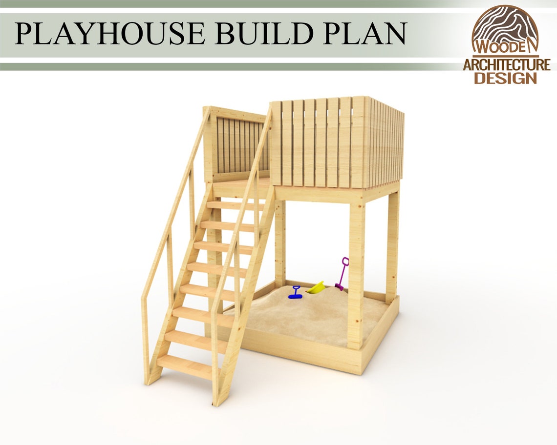 Playhouse Build Plans for Kids Treehouse With Sandbox Do It - Etsy