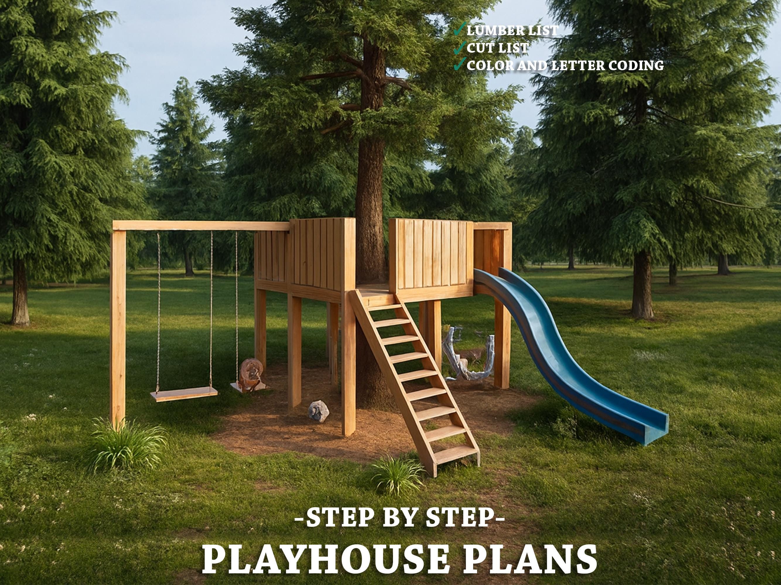 Playhouse Plans With Swing and Slide: DIY Playground (digital Download ...