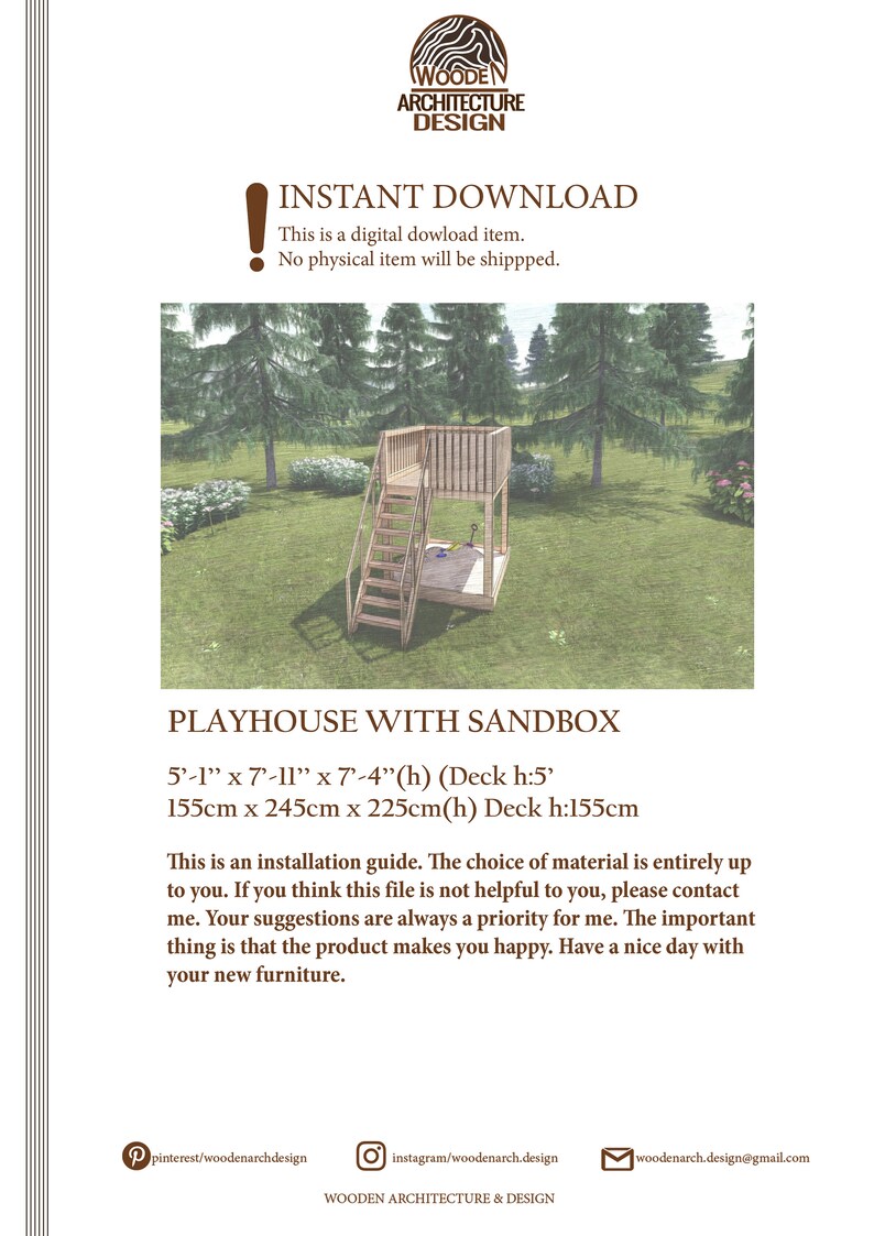 Playhouse Build Plans for Kids Treehouse With Sandbox Do It - Etsy