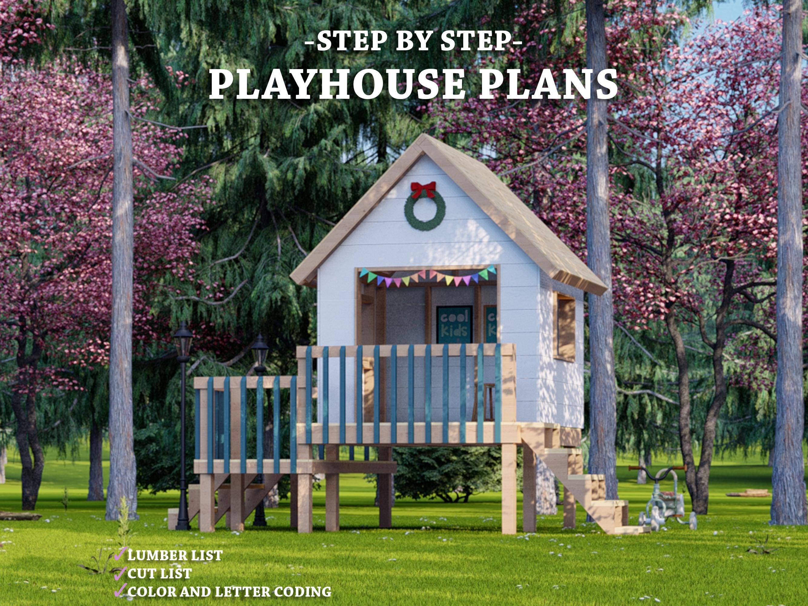 Playhouse Plans With Two Decks, DIY Playground (PDF Download) - Etsy