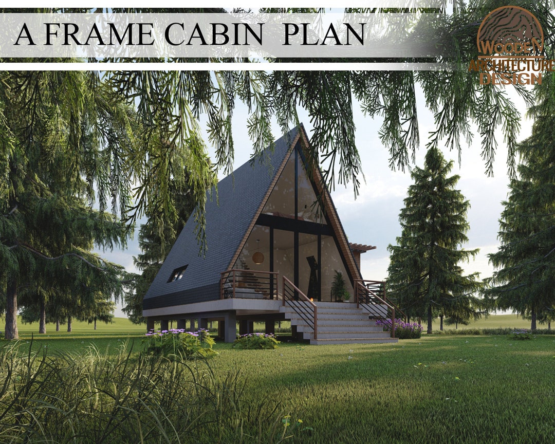 A Frame Cabin House Plan, Forest Cabin House, Premium Plan, 2 Bedroom 2 ...