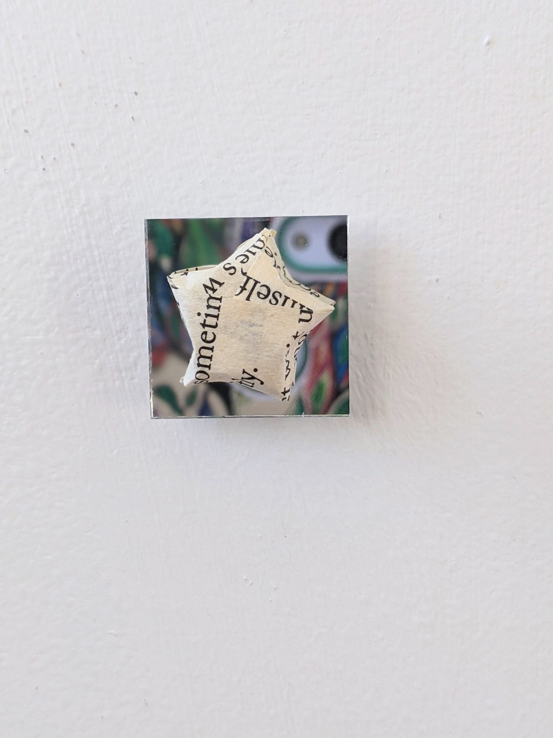 Origami Paper Star Magnet: Upcycled Book Page Tile Fridge Decor - Etsy
