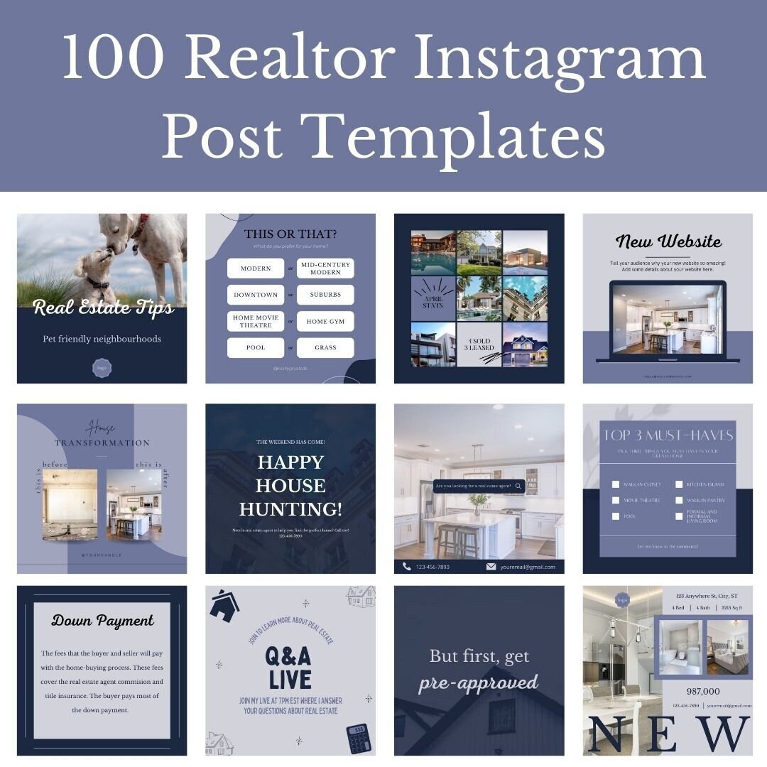 100 Editable Instagram Posts for Real Estate Agents - Etsy Canada