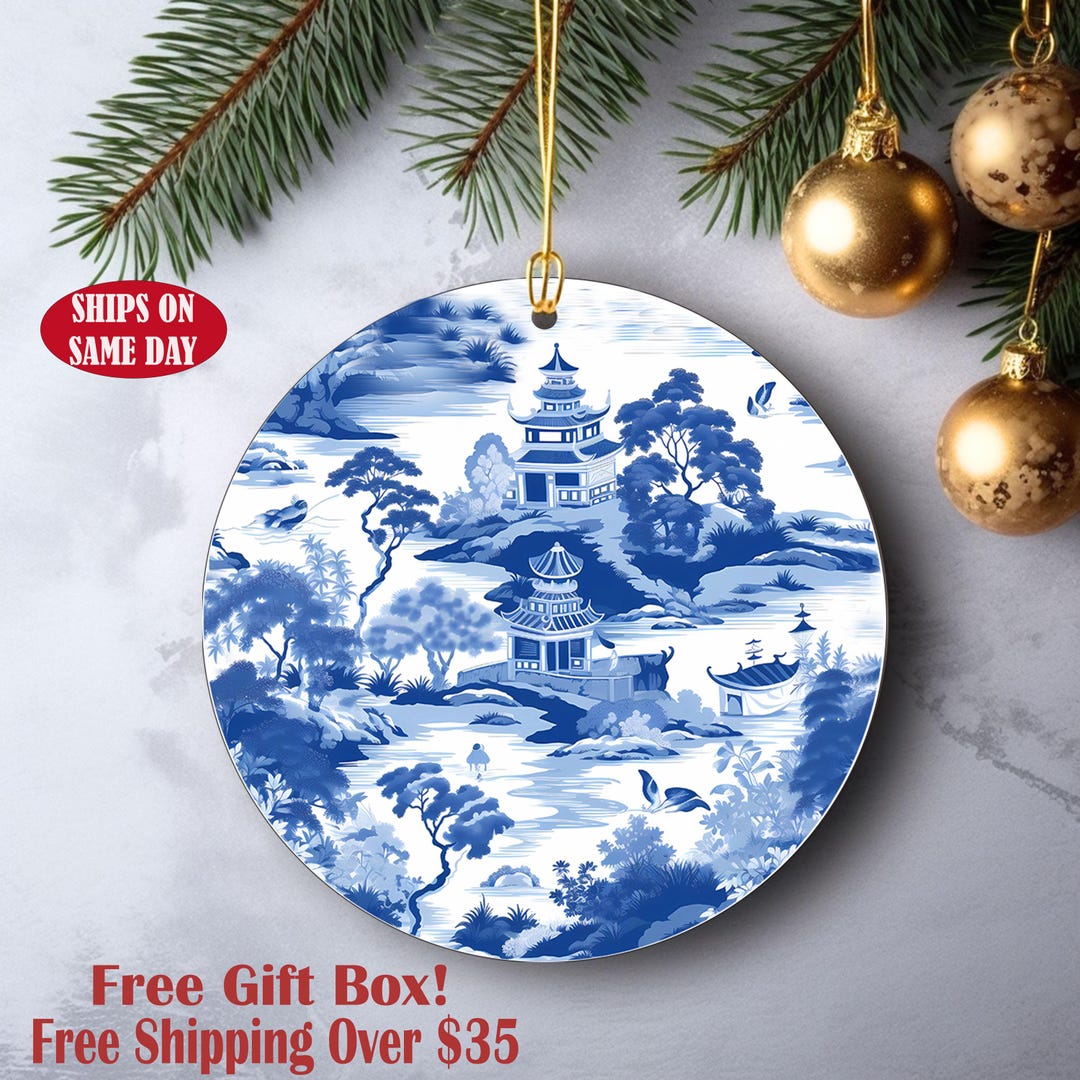 Chinoiserie Blue and White Flower Pot Ceramic Blue Willow Ornament ...