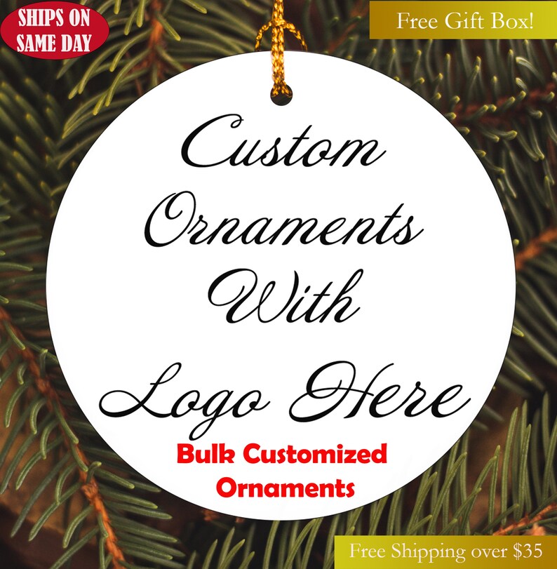 Personalized Company Logo Ornament: Double Sided Ceramic Christmas ...