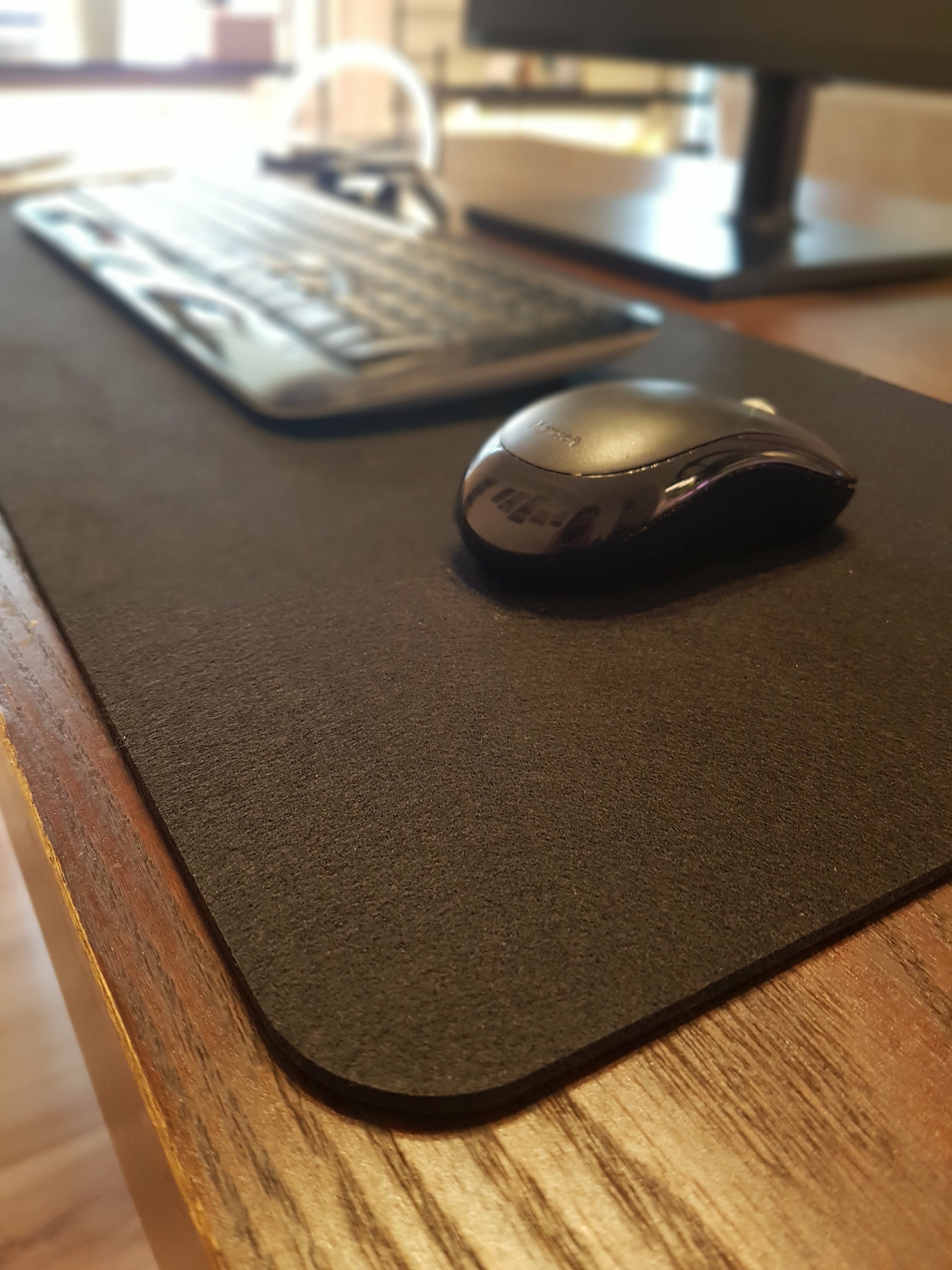 Extra Long Wool Felt Desk Mat Mousepad in Jet Black Hight - Etsy