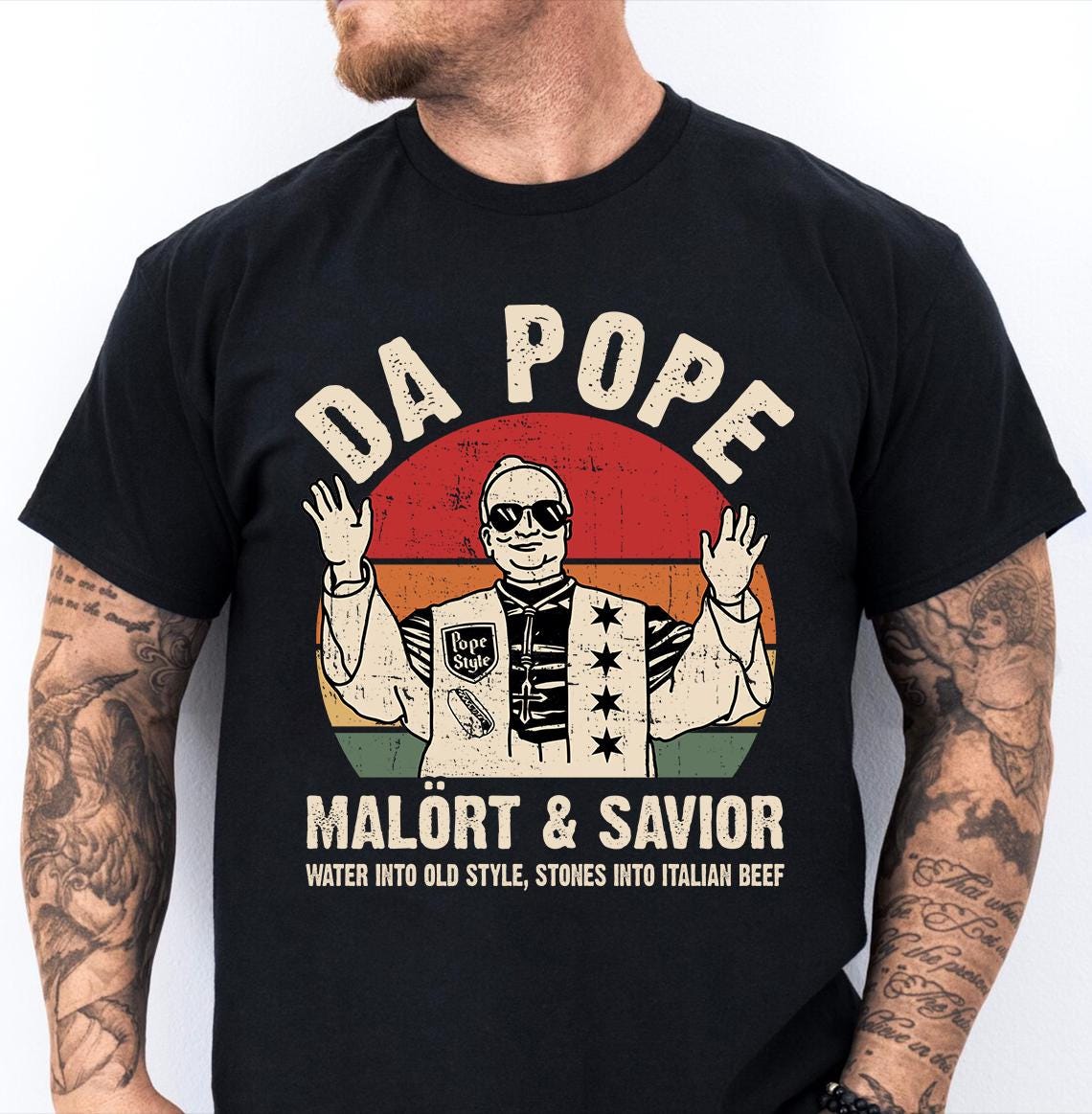 Da Pope Malört & Savior Meme Design Tshirt, Leo XIV New Pope Tee ...