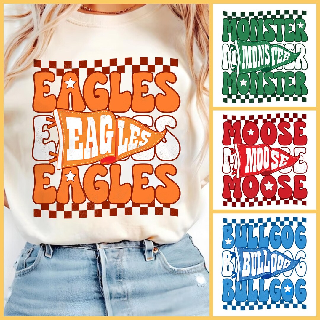 School Spirit Shirts, Custom Mascot Pennants Flag Shirt, Watercolor ...