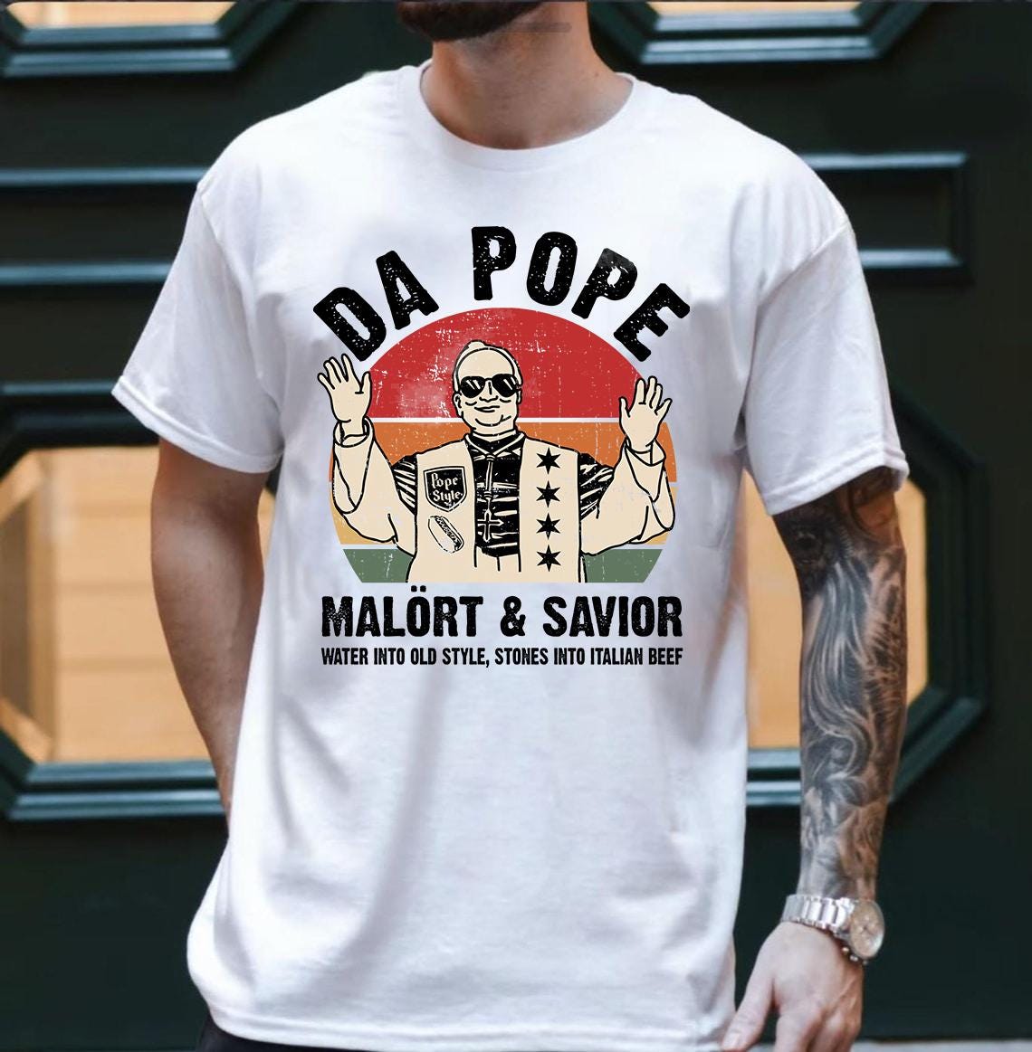 Da Pope Malört & Savior Meme Design Tshirt, Leo XIV New Pope Tee ...