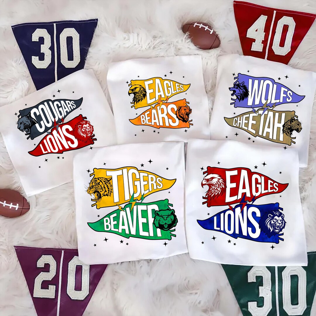 Custom Pennant House Divided Mascot Tee, College Competition Shirt, Two ...