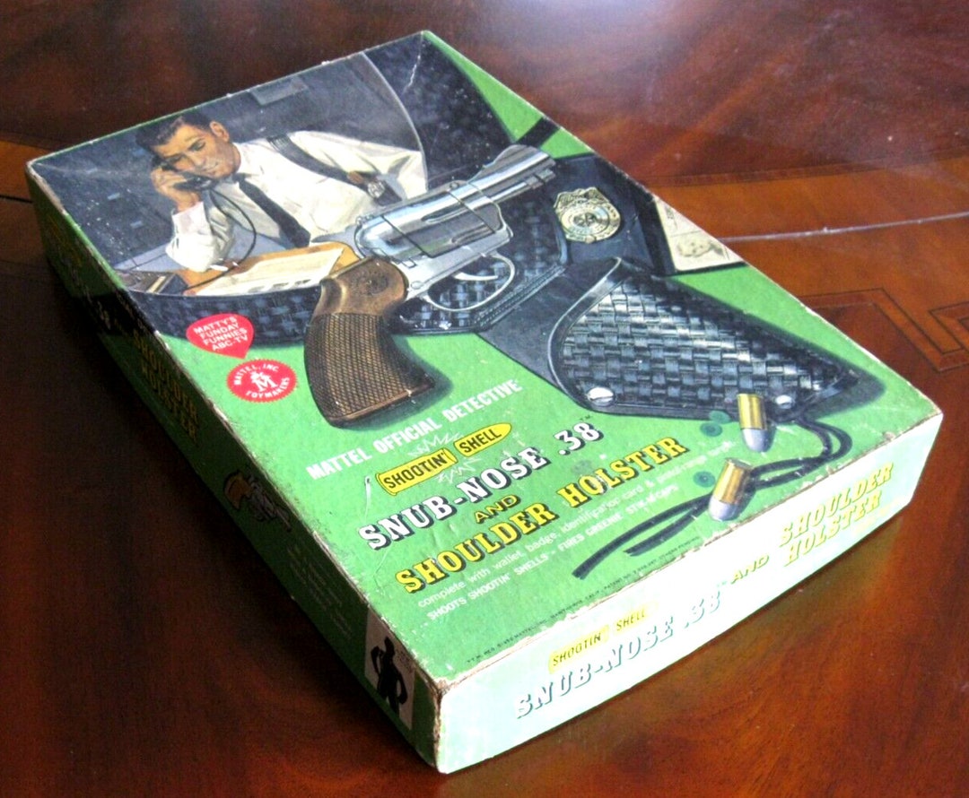 Rare Mattel Shootin' Shell Snub-nose .38 Private Detective Cap Gun Set ...
