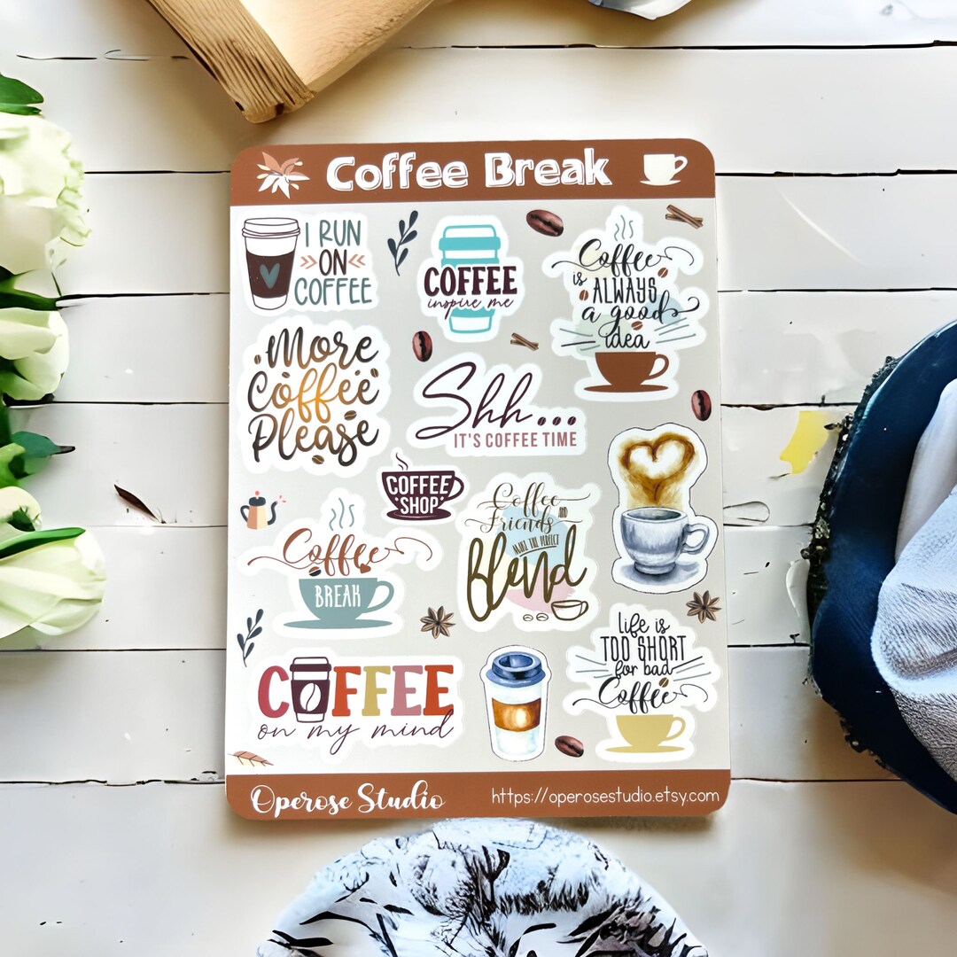 Kiss Sticker Sheets Coffee Break Stickers - Etsy