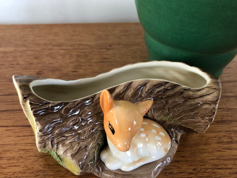 Gorgeous Vintage Hornsea Pottery Fauna Fawn/deer Log Planter Home Decor ...