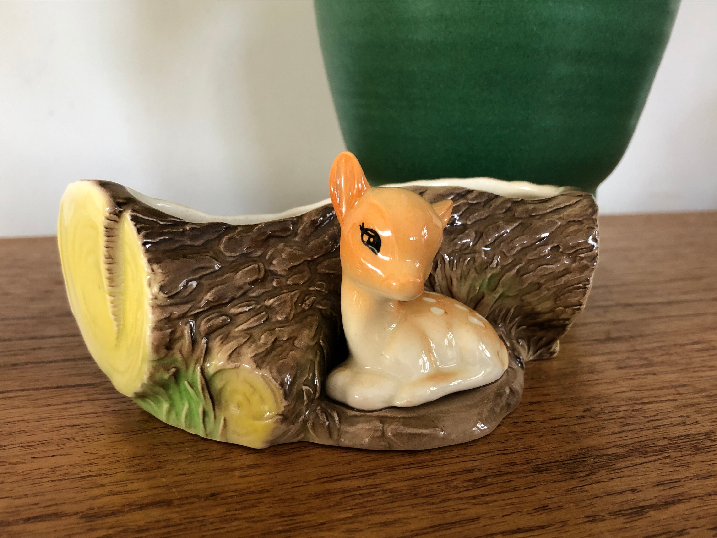 Gorgeous Vintage Hornsea Pottery Fauna Fawn/deer Log Planter Home Decor ...