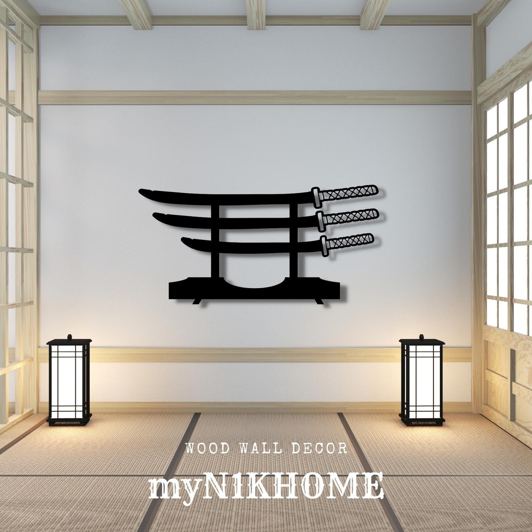 Katana Wood Wall Art, Nodachi Wall Decor, Samurai Sword, Japanese ...