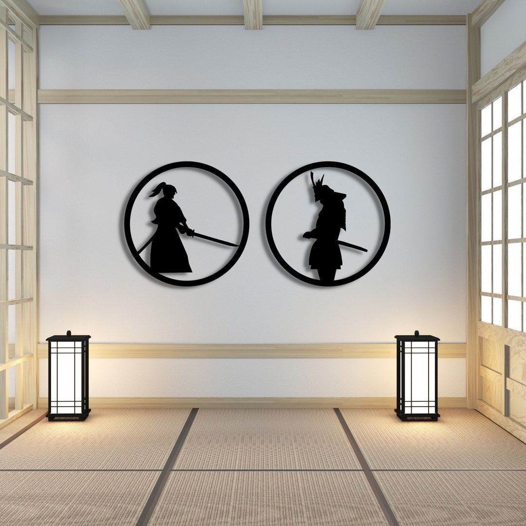 Samurai Wood Wall Art, Wall Decor Samuarai Wall Sign, Wood Wall Art ...