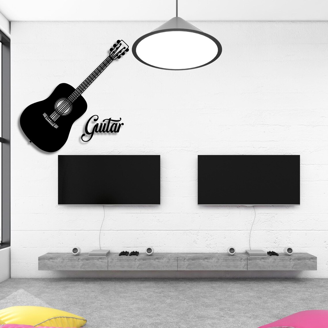 Guitar Wood Wall Art Acoustic Guitar Wall Hanging Decal Wall - Etsy