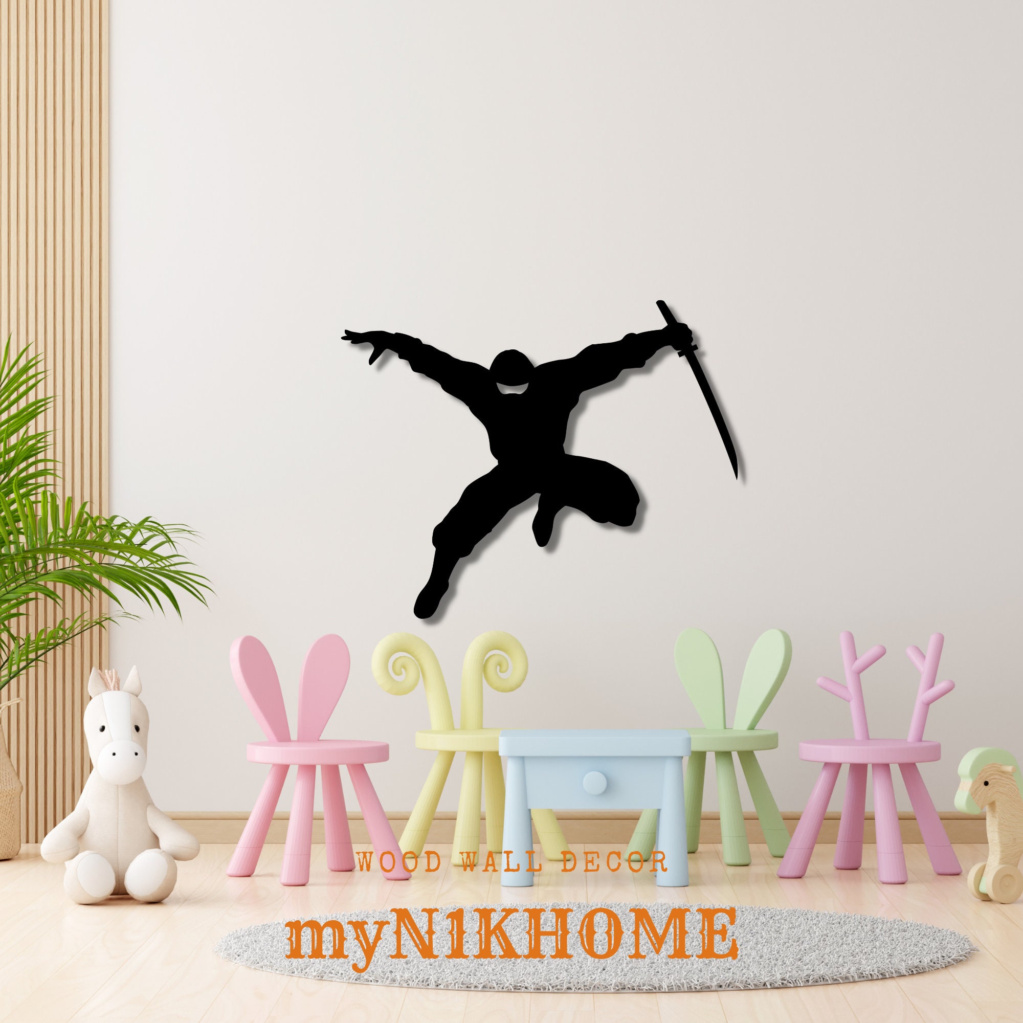 Ninja Wall Decor Wood Wall Art Shinobi Wall Art Assassin - Etsy