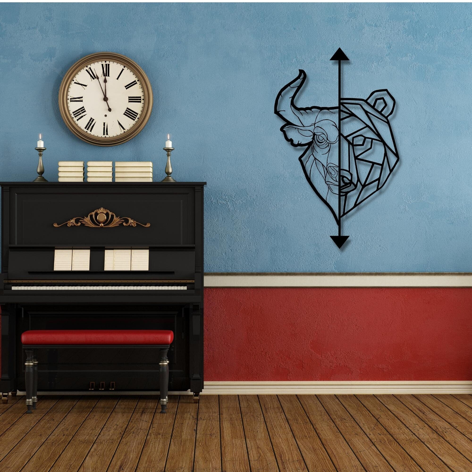 Geometric Bull and Bear Wall Decor Wood Wall Art Stock - Etsy