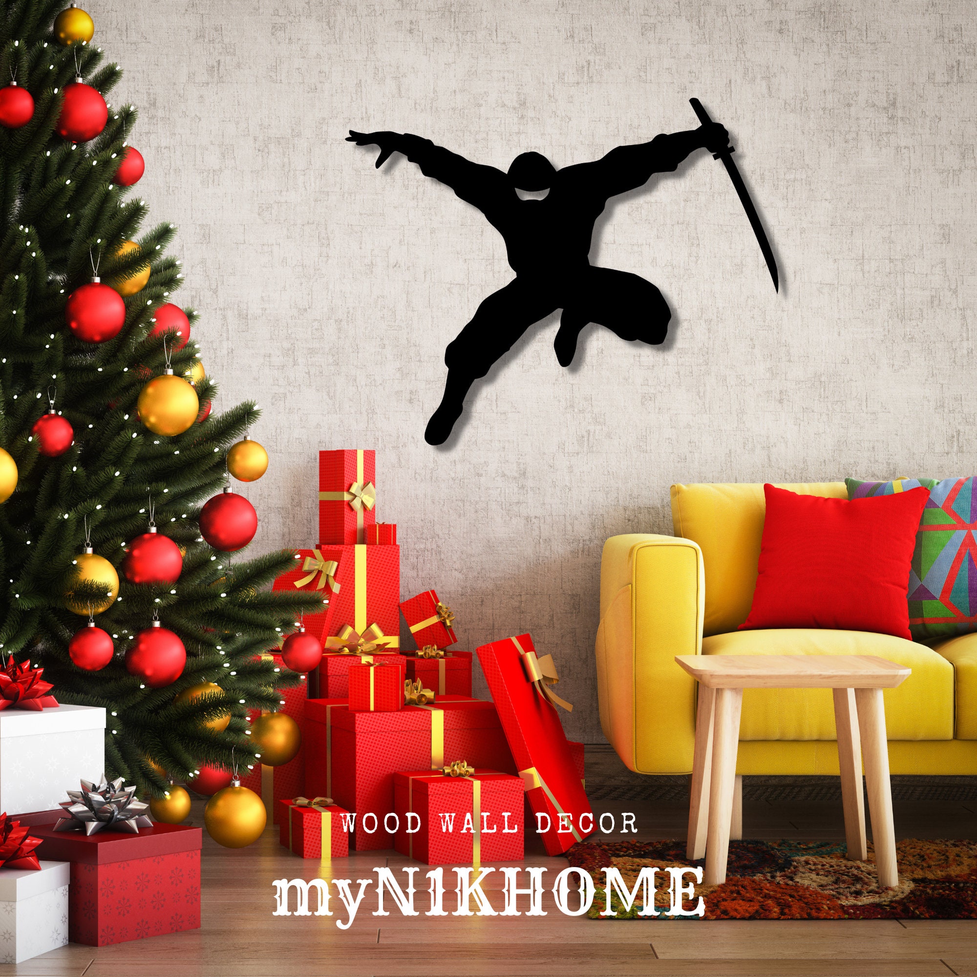 Ninja Wall Decor Wood Wall Art Shinobi Wall Art Assassin - Etsy