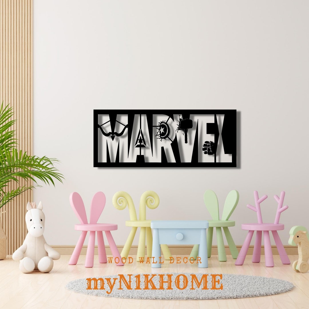 Avengers Marvel Logo, Wood Wall Art Set, Marvel , Avenger Superheroes ...