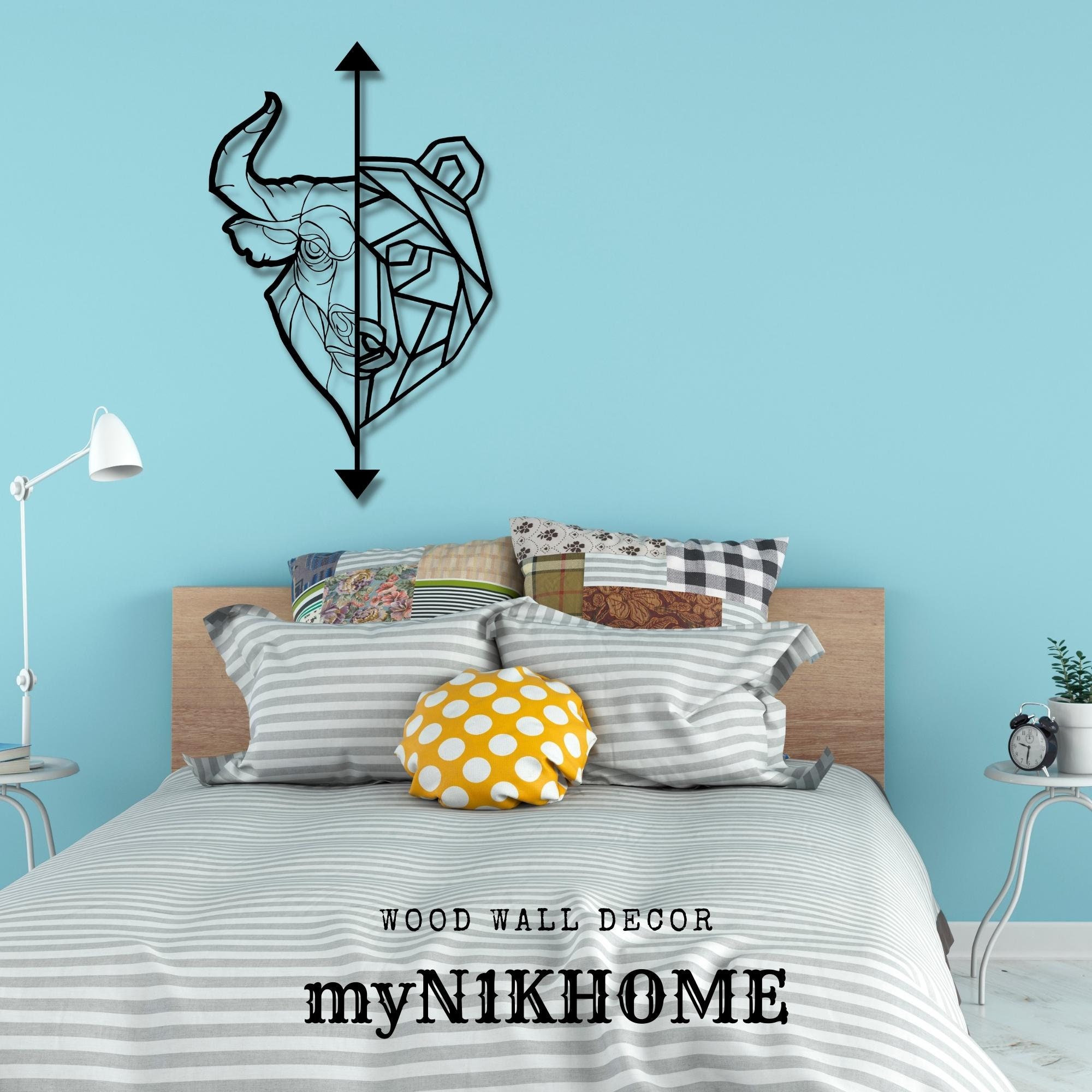 Geometric Bull and Bear Wall Decor Wood Wall Art Stock - Etsy