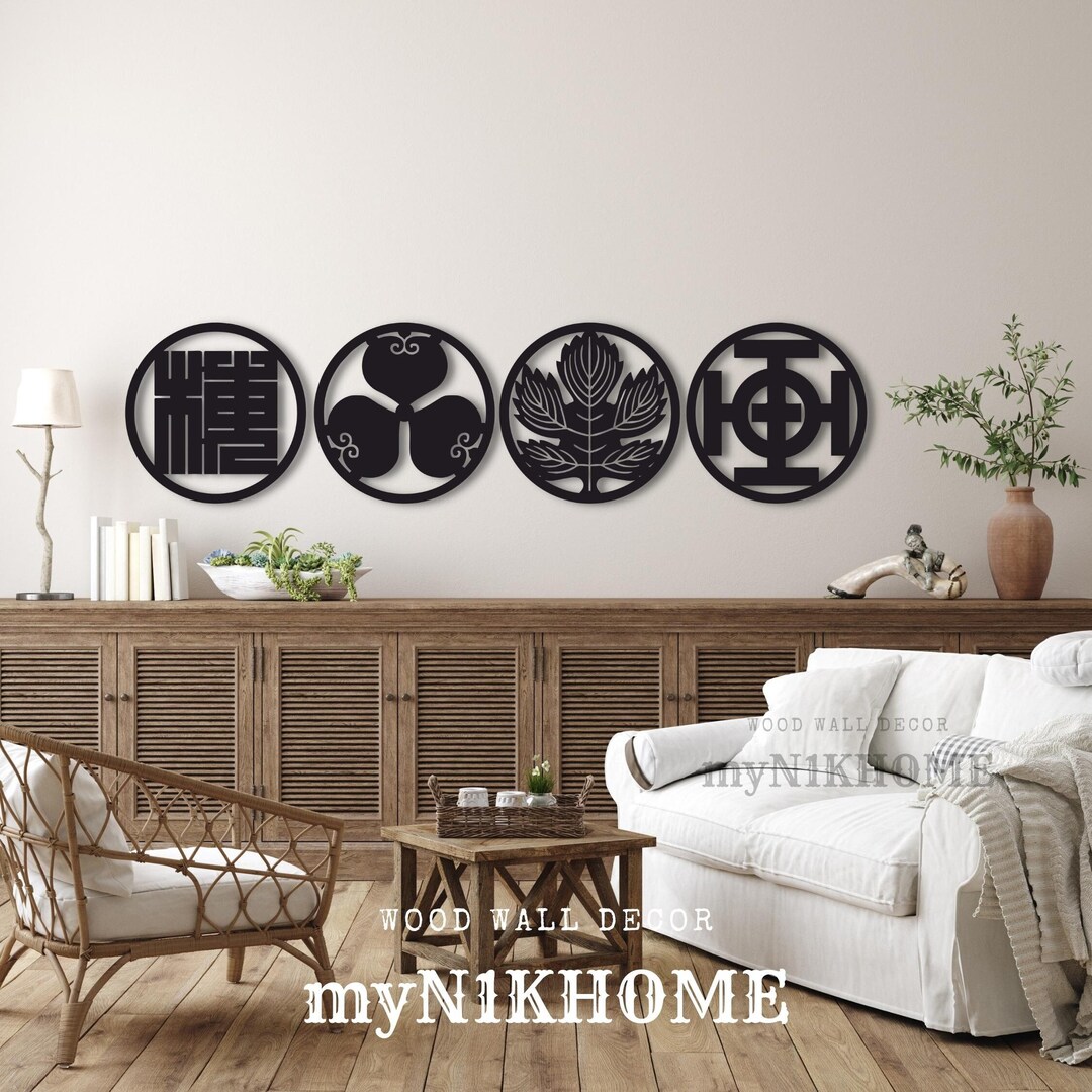 Japanese Kamon Crests Wood Wall Art: Asian Decor - Etsy