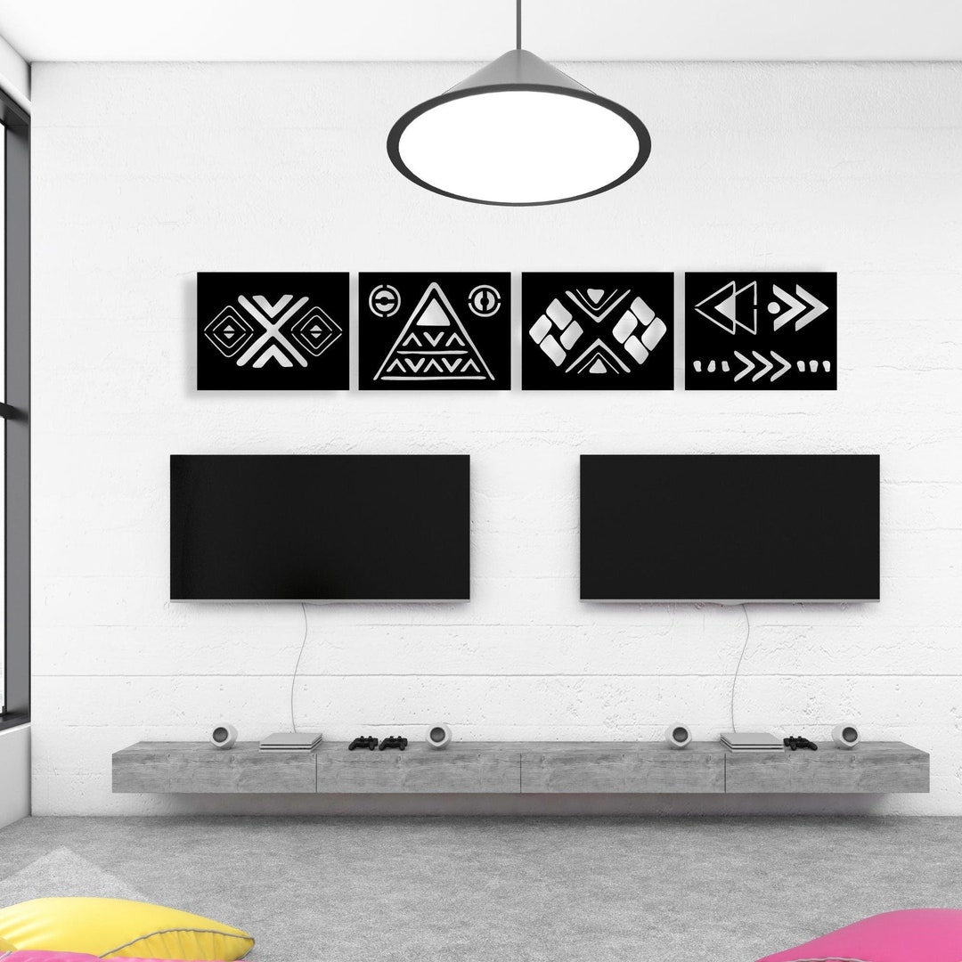 Native American Indians Tribal Symbols Set Wood Wall Art, 4 Pieces ...