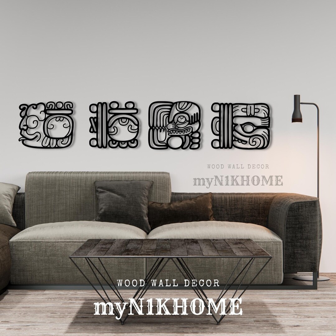 Maya Glyphs Wood Wall Decor, Maya Symbols, Mayan Hieroglyphic Script ...