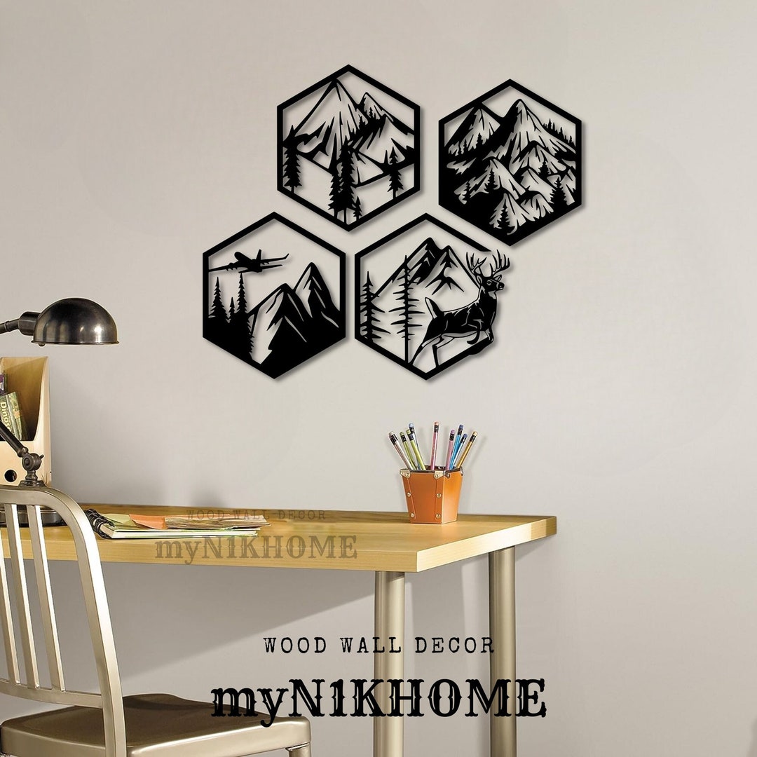 Mountain and Forest Wooden Wall Decor: Scenic Farmhouse Hanging - Etsy