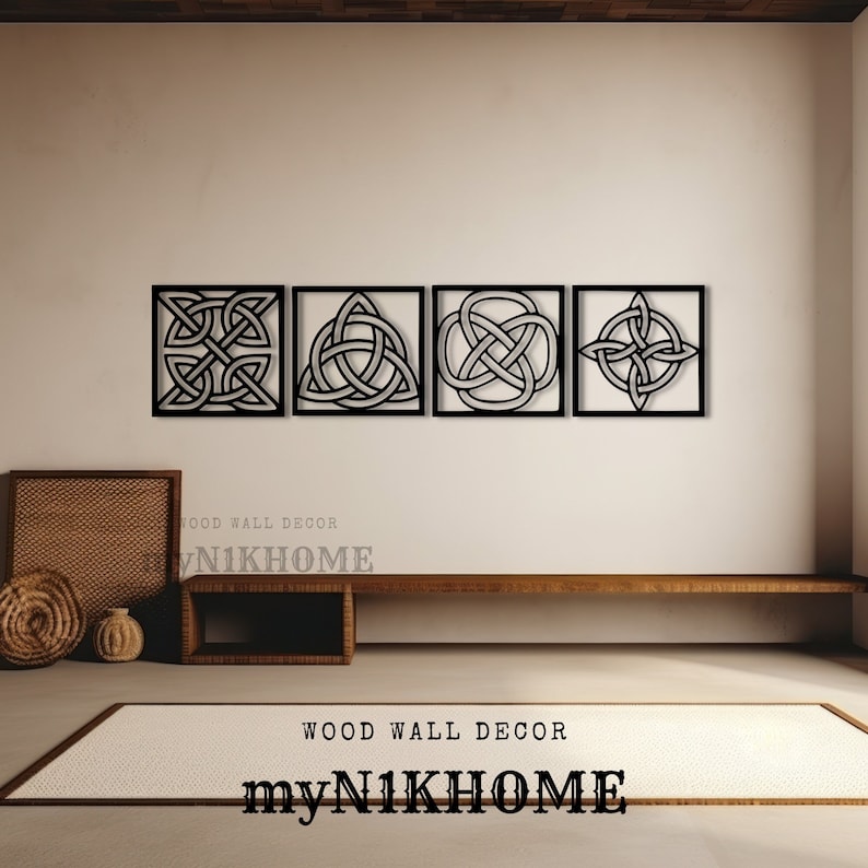 Celtic Rope Knot Wood Wall Art, Irish Wall Decor, Triquetra,trinity, 4 ...