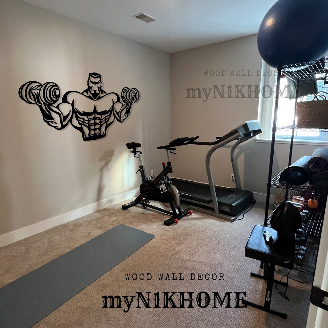 Bodybuilder Wall Decor, Hantel Gym Sign, Gym Wood Sign, Gym Room Decor ...